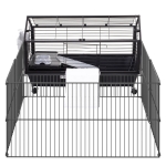 PawHut Rolling Metal Rabbit, Guinea Pig or Small Animal Hutch Cage with ...