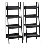 HOMCOM Set of 2 4 Tier Ladder Shelf Bookcase Flower Stand White|AOSOM.CA