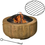 Outsunny 4-in-1 Fire Pit, BBQ Grill, Ice Bucket Cooler, Garden Table ...