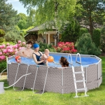 Outsunny 14' x 10' x 3' Above Ground Swimming Pool, Non-Inflatable ...