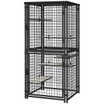 PawHut Cat Cage Multi-Level Catio Steel Outdoor Cat Enclosure w/ UV-and ...