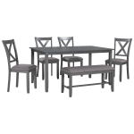 6-Piece Kitchen Dining Table Set, Gray | Aosom.com