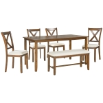 6-Piece Kitchen Dining Table Set, Natural Cherry | Aosom.com