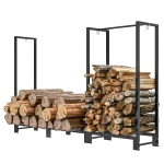 Outsunny 4ft Firewood Rack with Dual Space and Lock Rings, Steel Log ...