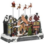 HOMCOM Animated Christmas Village Scene, Pre-Lit Musical Holiday ...