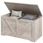 HOMCOM 31.5 Inches Storage Chest, Storage Trunk with 2 Safety Hinges ...