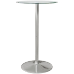 HOMCOM High Top Bar Table, Round Kitchen Table with Tempered Glass Top ...