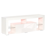 HOMCOM Modern TV Stand High Gloss Media Console Table with LED Lights ...