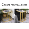 HOMCOM C-Shape Side Table Modern End Table with Marble Tabletop, White ...