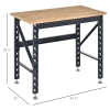 HOMCOM 45" Workbench, Solid Wood Tabletop Workstation, Work Table with ...