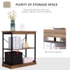 HOMCOM 2-Tier Industrial Style Storage Steel Wooden Shelf with a Robust ...