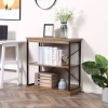 HOMCOM 2-Tier Industrial Style Storage Steel Wooden Shelf with a Robust ...