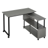 HOMCOM Mobile L-Shaped Rotating Computer Desk with Storage Shelves ...