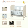 Qaba Convertible Baby Crib 3-in-1 Design Toddler Cot Cradle with ...