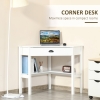 HOMCOM Corner Desk, Triangle Computer Desk with Drawer and Storage ...