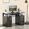 HOMCOM 47" Computer Desk with Keyboard Tray and Storage Drawers, Home ...