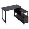 HOMCOM Mobile L-Shaped Rotating Computer Desk with Storage Shelves ...