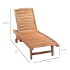 Outsunny Wooden Outdoor Chaise Lounge Patio Pool Chair w/ Pull-Out Tray ...