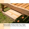 Outsunny Wooden Outdoor Chaise Lounge Patio Pool Chair w/ Pull-Out Tray ...