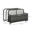 Outsunny Rattan Wicker Rolling Pool Storage Organizer for Floats ...