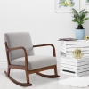 HOMCOM Upholstered Rocking Armchair with Wood Base and Linen Fabric ...