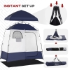 Outsunny Pop Up Shower Tent w/ Two Rooms, Shower Bag, Floor and ...