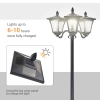 Outsunny Outdoor Lamp Post Lights, Triple Head Solar Powered Lamp ...
