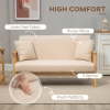HOMCOM Upholstered Loveseat Sofa for Bedroom, Beige | Aosom.com
