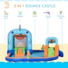 Outsunny 5-in-1 Inflatable Water Slide, Narwhals Style Kids Castle ...