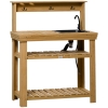 Outsunny Outdoor Potting Bench Table with Faucet, Removable Sink, Hooks ...