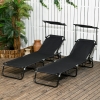 Outsunny Folding Chaise Lounge Pool Chairs, Set of 2 Outdoor Sun ...