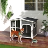 PawHut Wooden Dog House Outdoor with Removable Bottom, Cabin Style ...