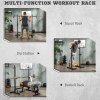 Soozier Adjustable Squat Rack, Barbell Rack with Dip Station and Push ...