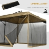 Outsunny Offset Patio Umbrella with Net and Umbrella Base, Adjustable ...