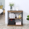 HOMCOM 2-Tier Industrial Style Storage Steel Wooden Shelf with a Robust ...