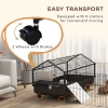 PawHut Small Animal Cage with Foldable Run Area, Rolling Bunny Cage ...