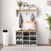 HOMCOM 2-in-1 Coat Rack Shoe Bench Set, 9 Pair Shoe Storage Cabinet ...