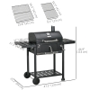 Outsunny Charcoal BBQ Grill Smoker with Adjustable Charcoal Pan and ...