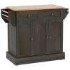 HOMCOM Triple-Cabinet Kitchen Island on Wheels, Kitchen Storage Cabinet ...