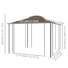 Outsunny 10' x 12' Patio Gazebo Outdoor Canopy Shelter with Double Tier ...