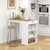 HOMCOM Bar Table with Drawer and 3 Storage Shelves, Bar Height Table ...