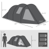 Outsunny 3-4 Person Camping Tent with 2 Rooms, Dome Tent with Windows ...