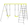 Outsunny 4 in 1 Metal Swing Set with Double Swings, Climber, Climbing ...