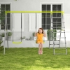 Outsunny 4 in 1 Metal Swing Set with Double Swings, Climber, Climbing ...
