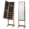 HOMCOM Lockable Mirror Jewelry Cabinet, Full-Length Mirror and ...