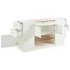 Modern Luxury Multi-Functional Island Vanity Dresser and Storage Cabinet with Glass Tabletop ...