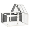 PawHut Wooden Rabbit Hutch with Openable Foldable Top for 1-4 Bunnies ...