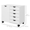 HOMCOM Mobile Filing Cabinet with 5 Drawers, Door and Adjustable Shelf ...