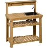 Outsunny Outdoor Potting Bench Table with Faucet, Removable Sink, Hooks ...