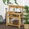 Outsunny Outdoor Potting Bench Table with Faucet, Removable Sink, Hooks ...